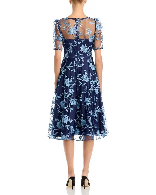 Eliza J Floral Embroidered Midi Dress
