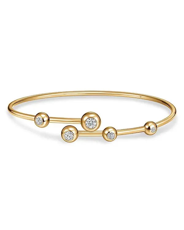 Hearts On Fire 18k Yellow Diamond Bezel Floating Flexi Bangle Bracelet - Gold