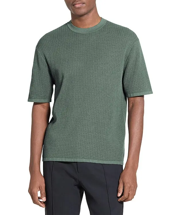 Theory Tactile Mesh Crewneck T-shirt - Light Pine Grove