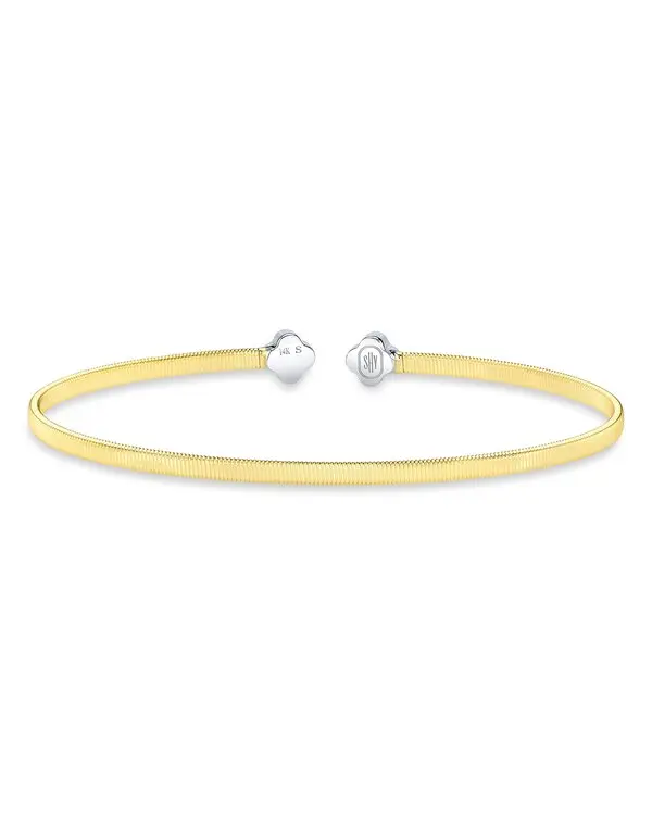 SHY CREATION Diamond Clover Cuff Bangle Bracelet