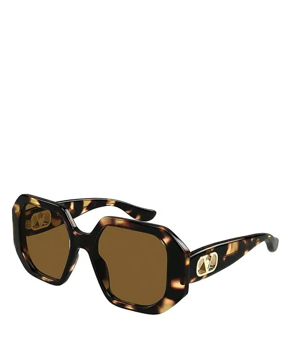 Valentino Garavani Geometric Sunglasses, 55mm - Havana