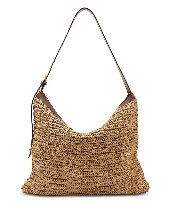 REISS Margot Raffia Effect Shoulder Bag