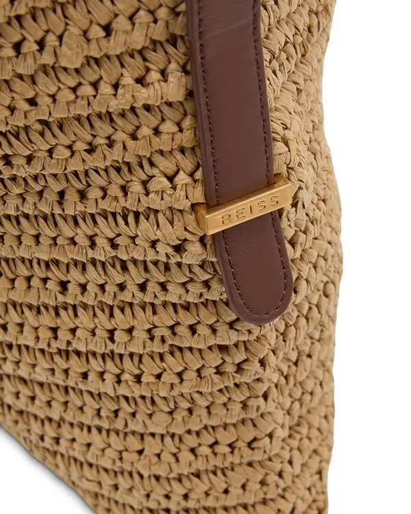 REISS Margot Raffia Effect Shoulder Bag
