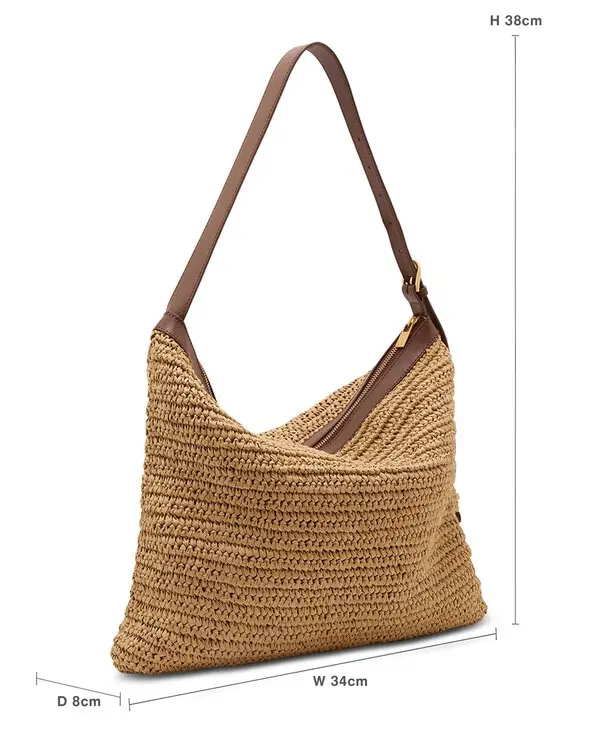 REISS Margot Raffia Effect Shoulder Bag