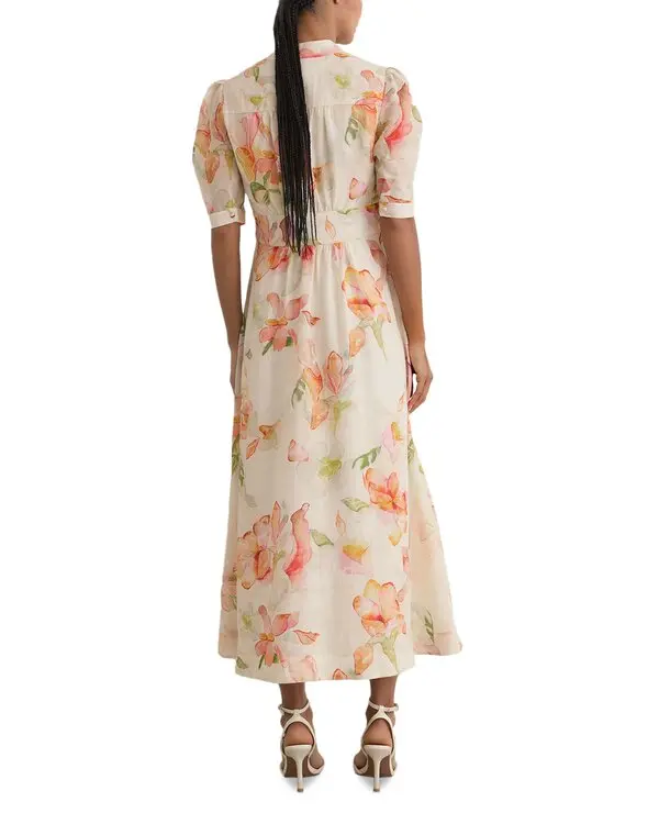 REISS Poppy Floral Print Midi Dress