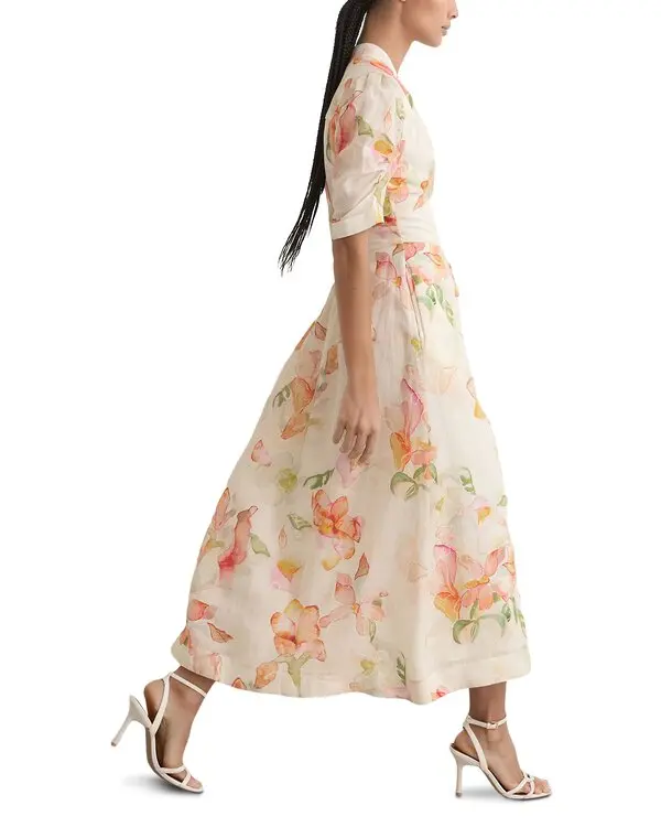 REISS Poppy Floral Print Midi Dress