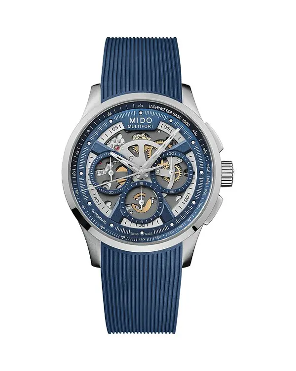 MIDO Multifort Skeleton Chronograph Watch - Blue