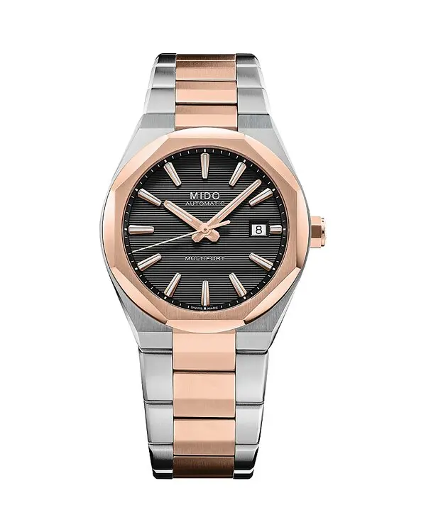 MIDO Multifort Automatic Watch With Stainless Steel And Rose Gold Tone Bracelet - Black