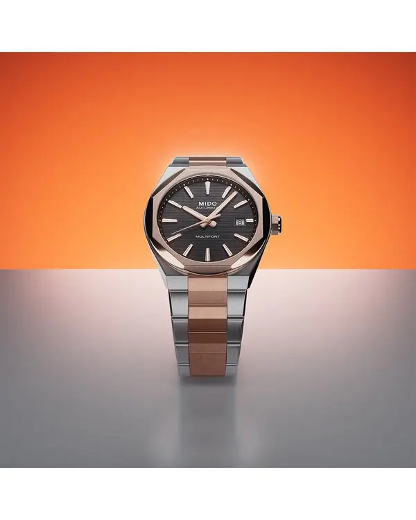 MIDO Multifort Automatic Watch With Stainless Steel And Rose Gold Tone Bracelet