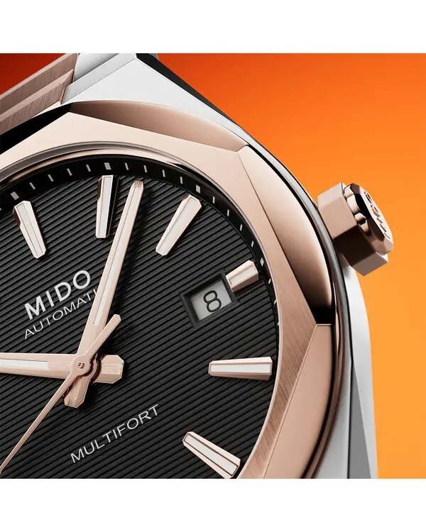 MIDO Multifort Automatic Watch With Stainless Steel And Rose Gold Tone Bracelet