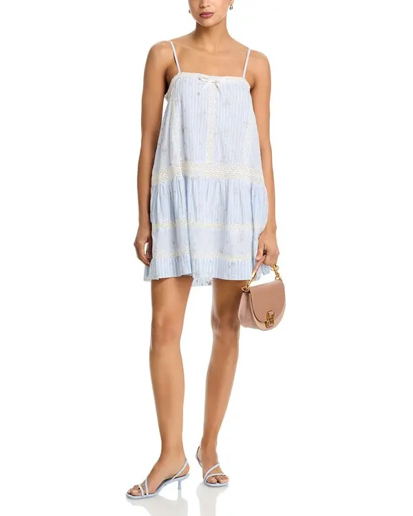 LoveShackFancy Vionett Embroidered Floral Mini Dress