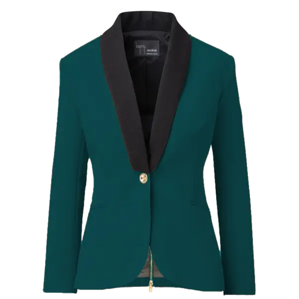 Layo G Stretch Crepe Single-button Blazer With Gold Zip Cuffs