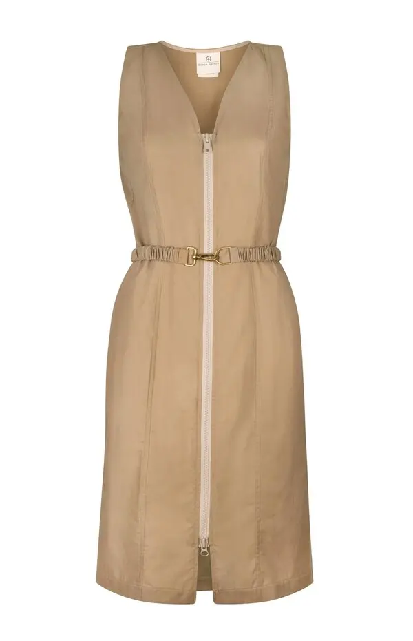 GUNDA HAFNER LTD Sleeveless Cotton Dress With Belt - Beige