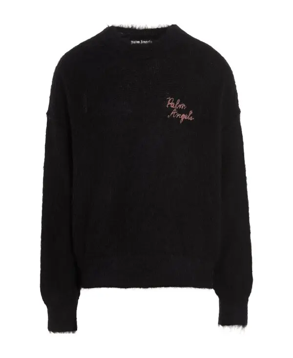 Palm Angels Logo Intarsia Crewneck Jumper - Black