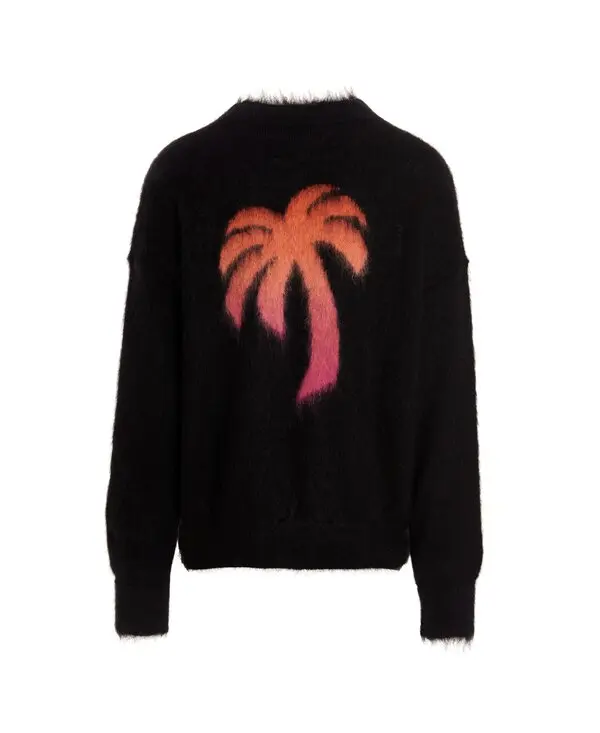 Palm Angels Logo Intarsia Crewneck Jumper - Black