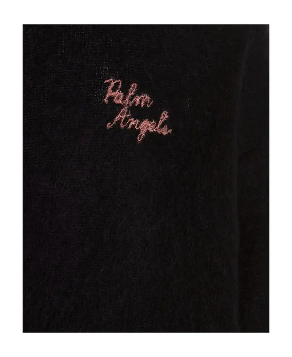 Palm Angels Logo Intarsia Crewneck Jumper - Black