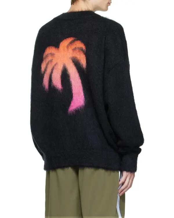 Palm Angels Logo Intarsia Crewneck Jumper - Black