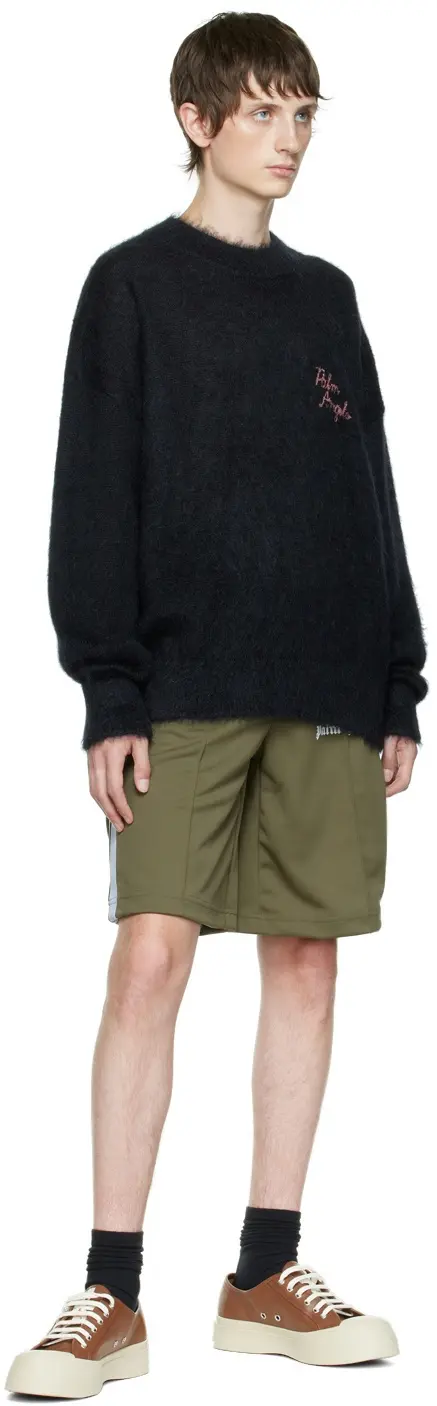 Palm Angels Logo Intarsia Crewneck Jumper - Black