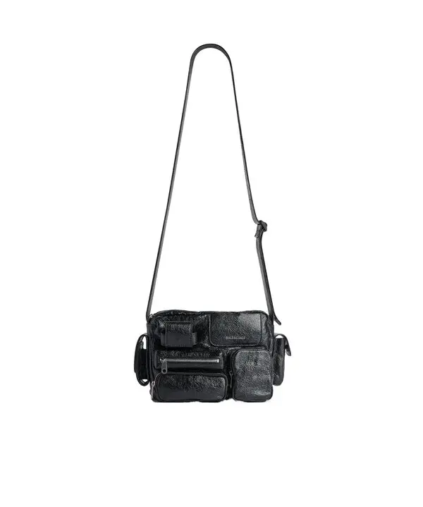 Balenciaga Superbusy Camera Bag With Silver Foil Logo - Black