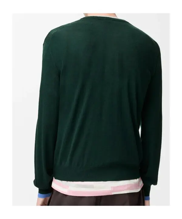 Loewe Crew Neck Wool Sweater With Anagram Embroidery - Green/blue