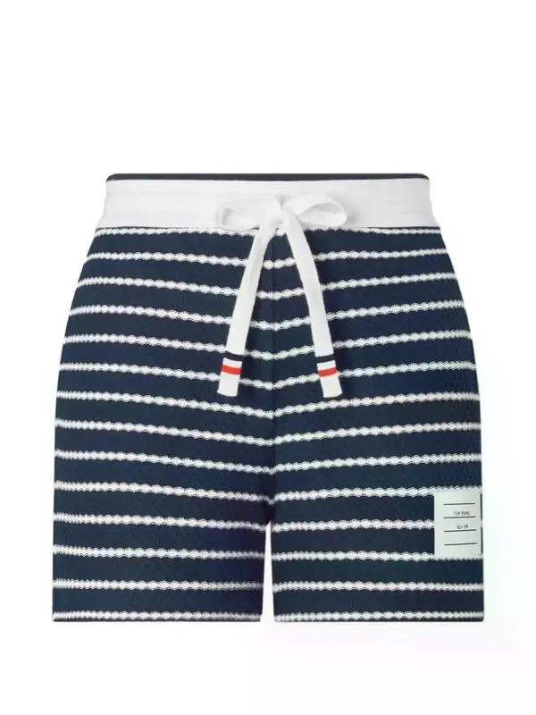Thom Browne Honeycomb Stripe Drawstring Shorts - Blue
