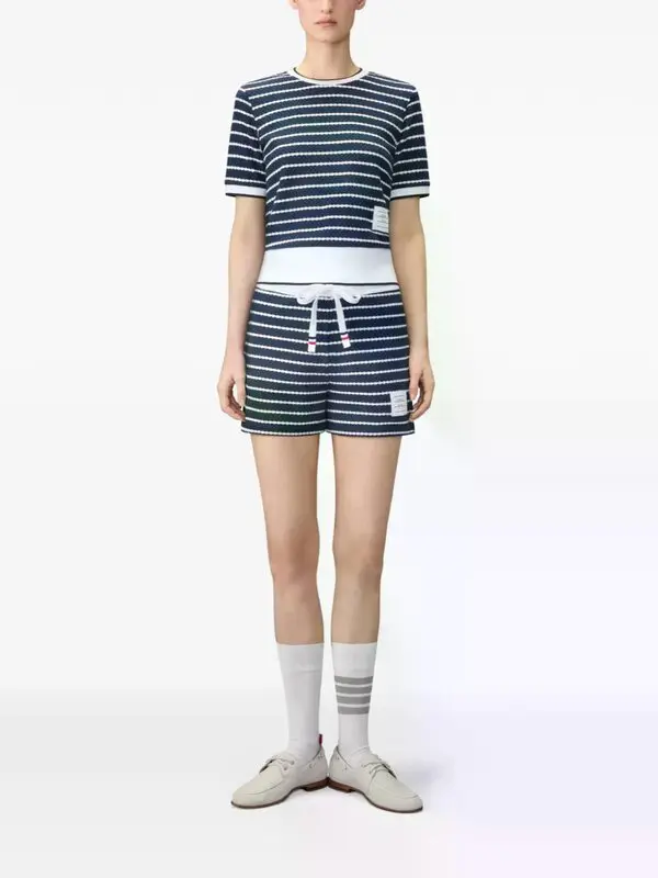 Thom Browne Honeycomb Stripe Drawstring Shorts - Blue