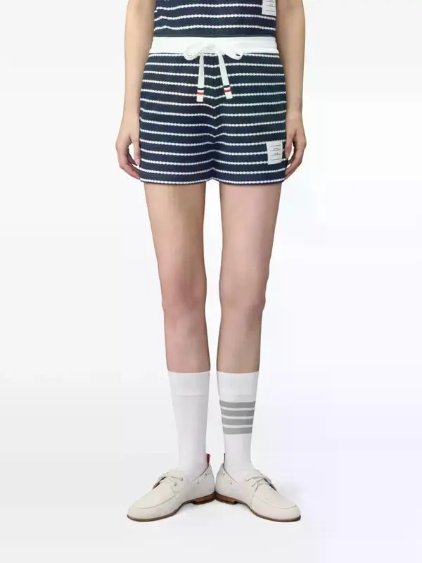 Thom Browne Honeycomb Stripe Drawstring Shorts - Blue