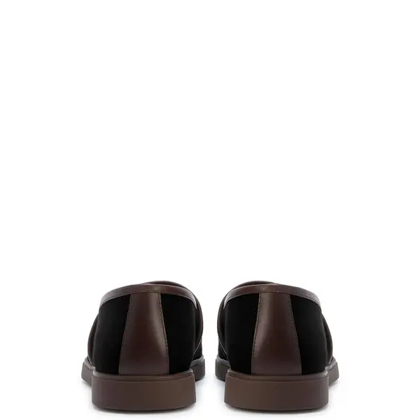 GIUSEPPE ZANOTTI Fabric Slip-on Shoes With Leather Trim - Black