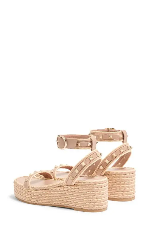 Valentino Garavani Rockstud Ankle Strap Espadrille Platform Sandals