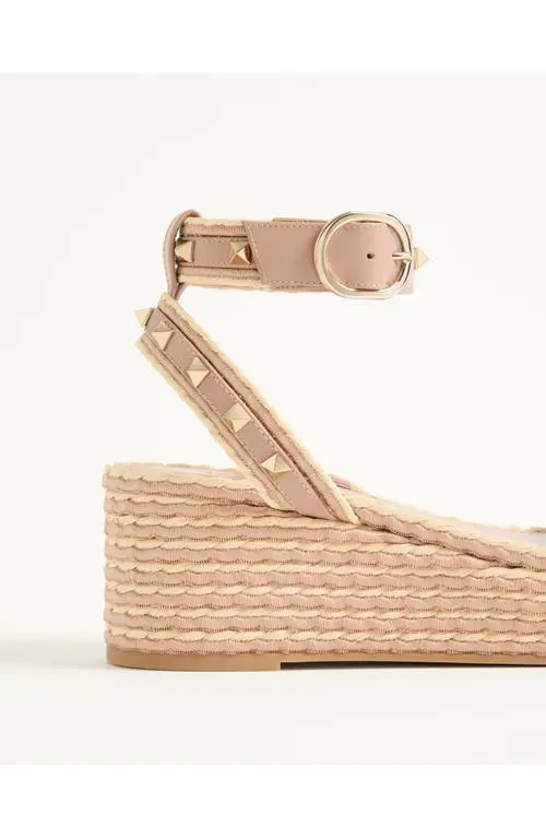 Valentino Garavani Rockstud Ankle Strap Espadrille Platform Sandals