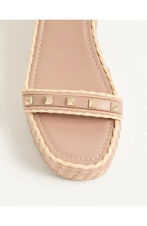 Valentino Garavani Rockstud Ankle Strap Espadrille Platform Sandals - Rose