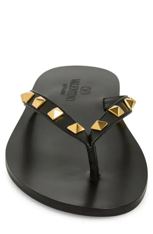 Valentino Garavani Rockstud Embellished Flip Flops - Black