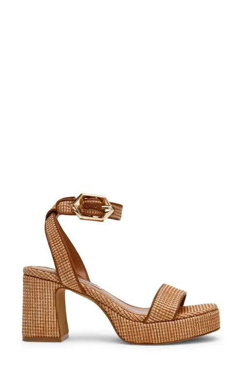 Steve Madden Elida Ankle Strap Platform Sandal - Raffia