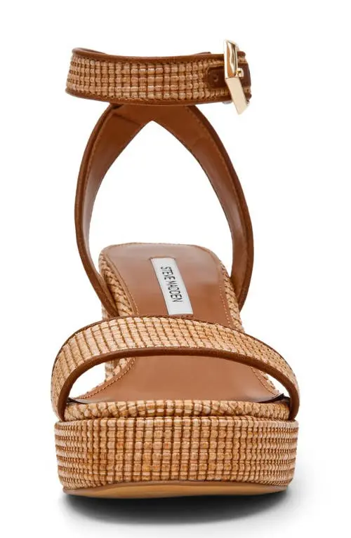 Steve Madden Elida Ankle Strap Platform Sandal - Raffia