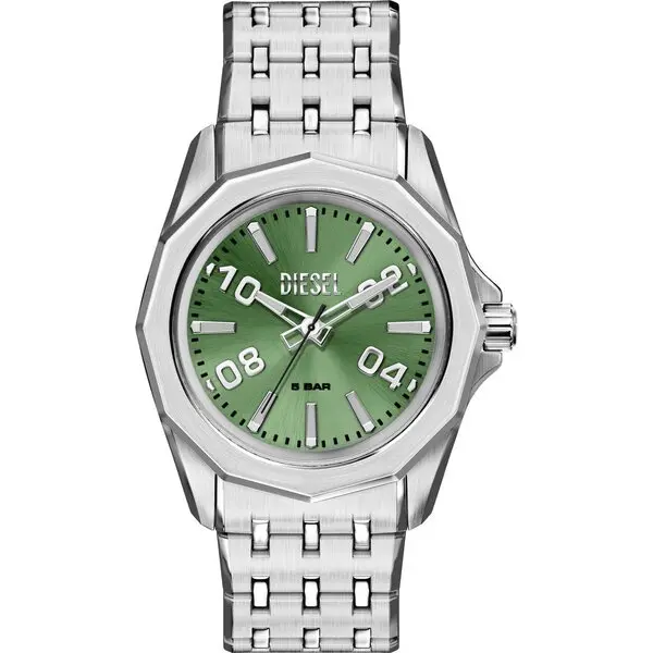 DIESEL® Stinger Bracelet Watch With Sunray Dial - Green/silver