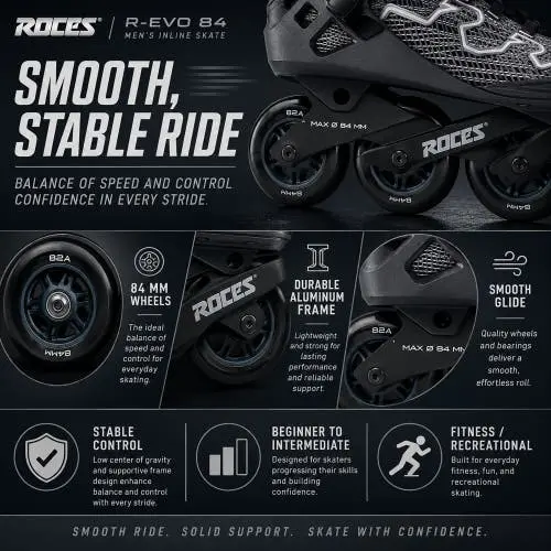 ROCES R-evo 84 Inline Skates - Black/asphalt