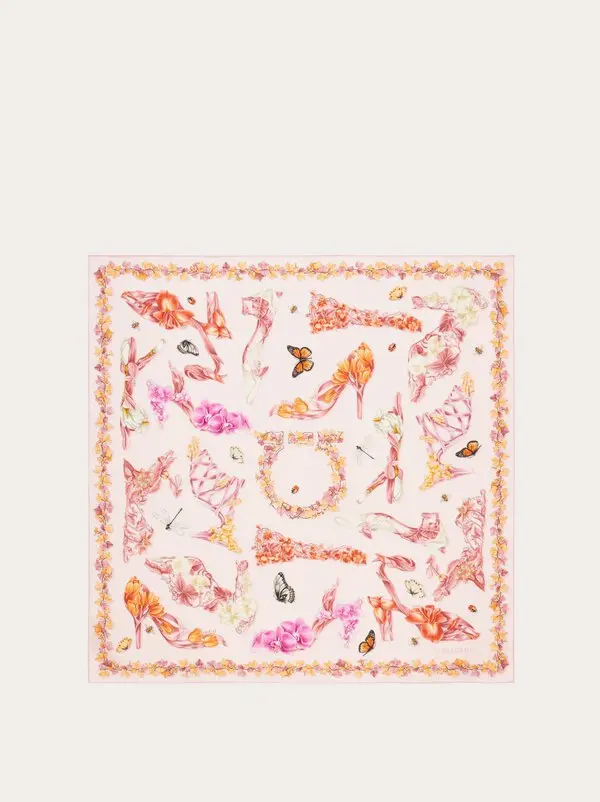 FERRAGAMO Eden Shoes Print Silk Scarf - Pink