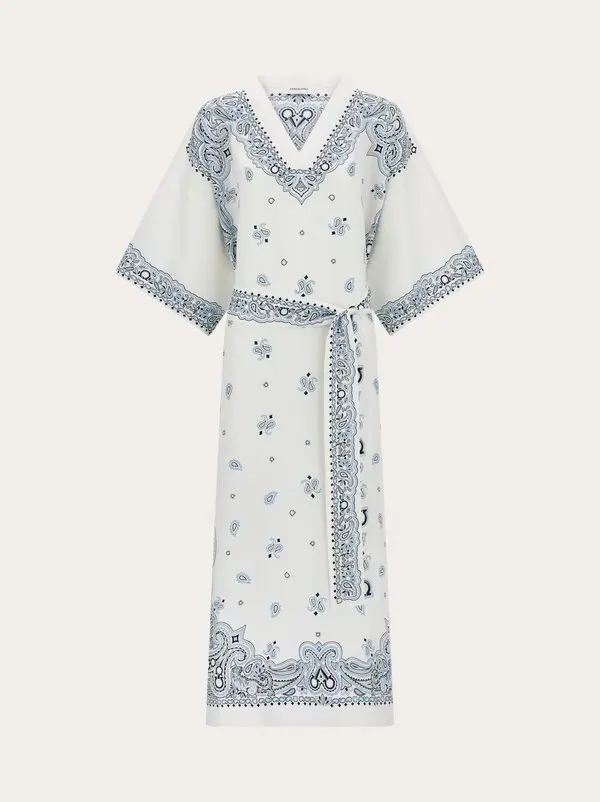 FERRAGAMO Silk Kaftan With Arabesque Print