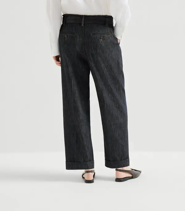 Brunello Cucinelli Belted Wide-leg Denim Trousers