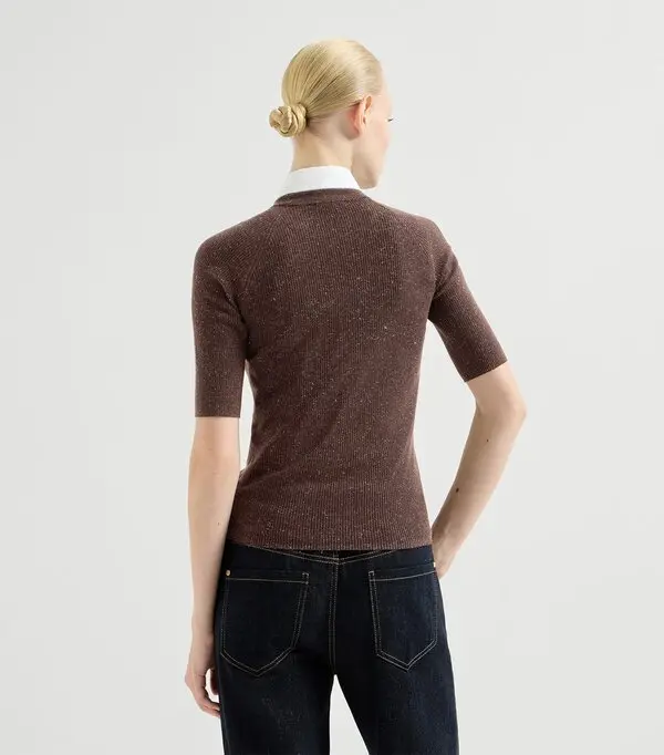Brunello Cucinelli Cashmere Sparkling Ribbed Sweater - Brown