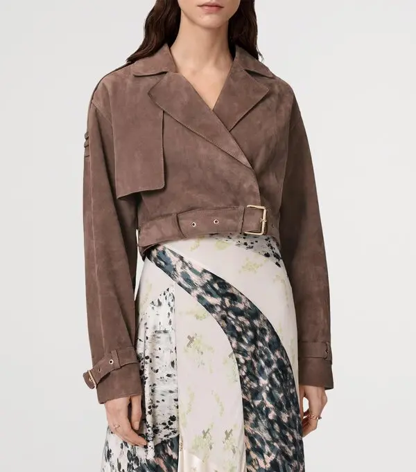 ALLSAINTS Goat Suede Ophelia Jacket - Brown