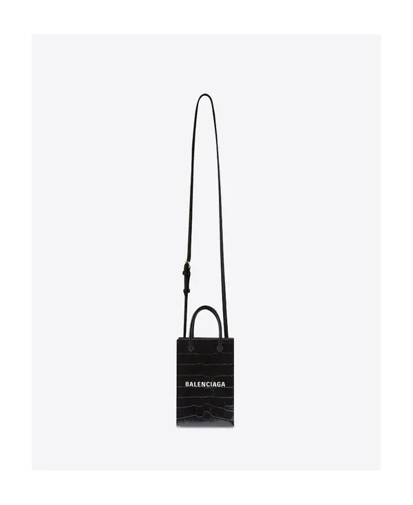 Balenciaga Crocodile Embossed Shopping Phone Holder