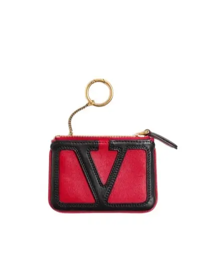 Valentino Garavani Logo-detail Leather Card Holder - Red/black