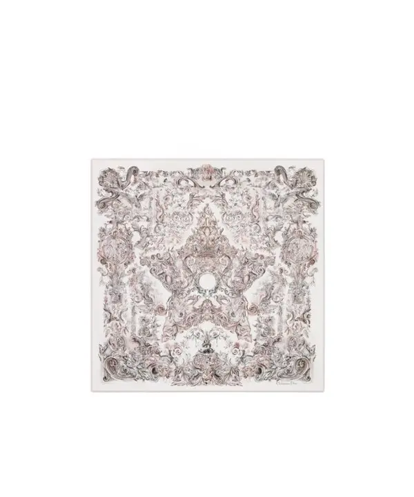 Dior Stella Baroque 90 Square Scarf - Light Pink And Gray