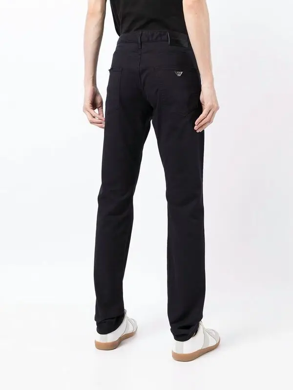 Emporio Armani Logo Plaque Stretched Denim Jeans - Black