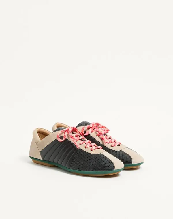 Valentino Garavani Strikie" Perforated Nappa And Suede Sneakers