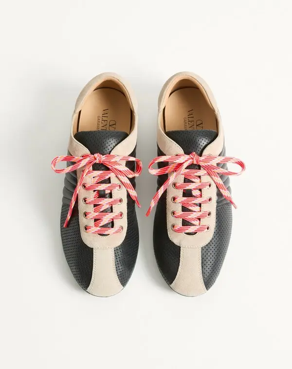 Valentino Garavani Strikie" Perforated Nappa And Suede Sneakers