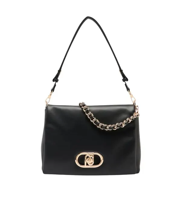 Liu Jo Lapuffy Large Satchel With Braided Chain - Black