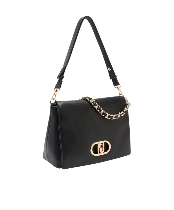 Liu Jo Lapuffy Large Satchel With Braided Chain - Black