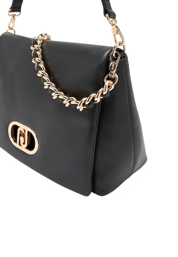 Liu Jo Lapuffy Large Satchel With Braided Chain - Black